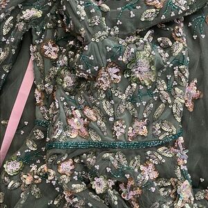 Mac Duggal | Dresses | Mac Duggal Green Embellished High Neck Long ...